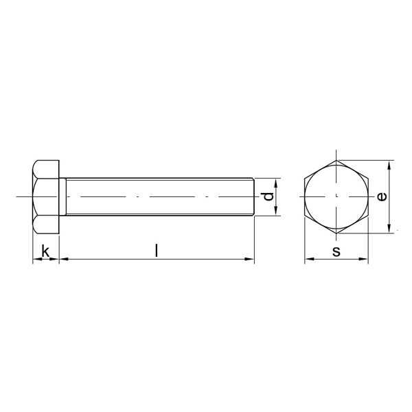 Skrutka so šesťhrannou hlavou so závitom až k hlave DIN 933 8.8 pozink M14 - Matice, skrutky a ...